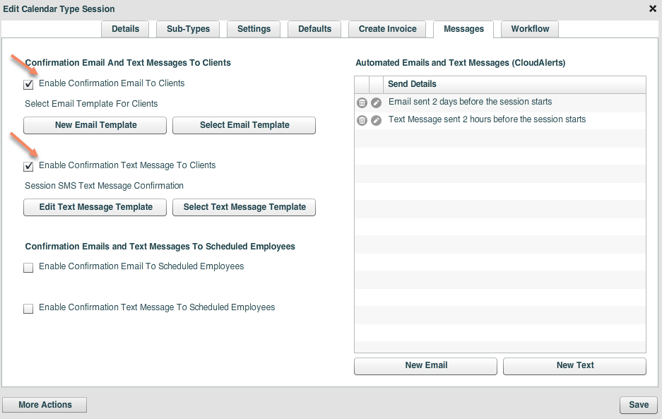 How to Setup Automatic Session Message Reminders* | StudioCloud Support